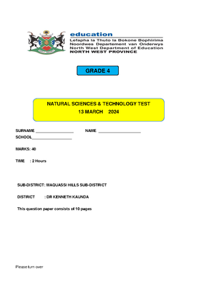 Grade 5 TERM 1 TEST 2024 Nstech Memoc - NSTECH MEMO GRADE 5 MQH MARKS ...