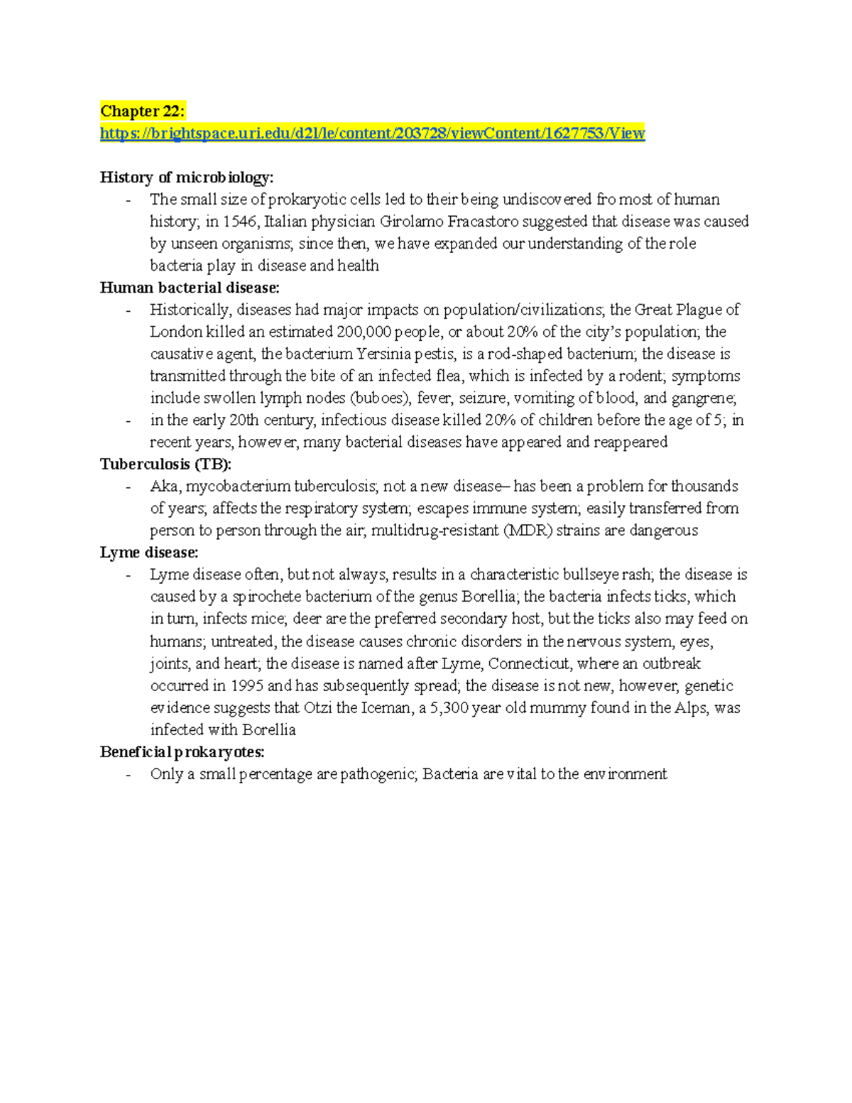 Bio chapter 22 notes - Chapter 22: brightspace.uri/d2l/le/content ...