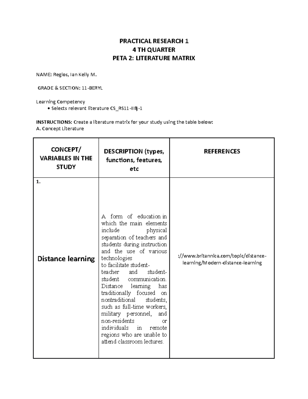 Literature Matrix - This is a document for g-12 academic - PRACTICAL ...