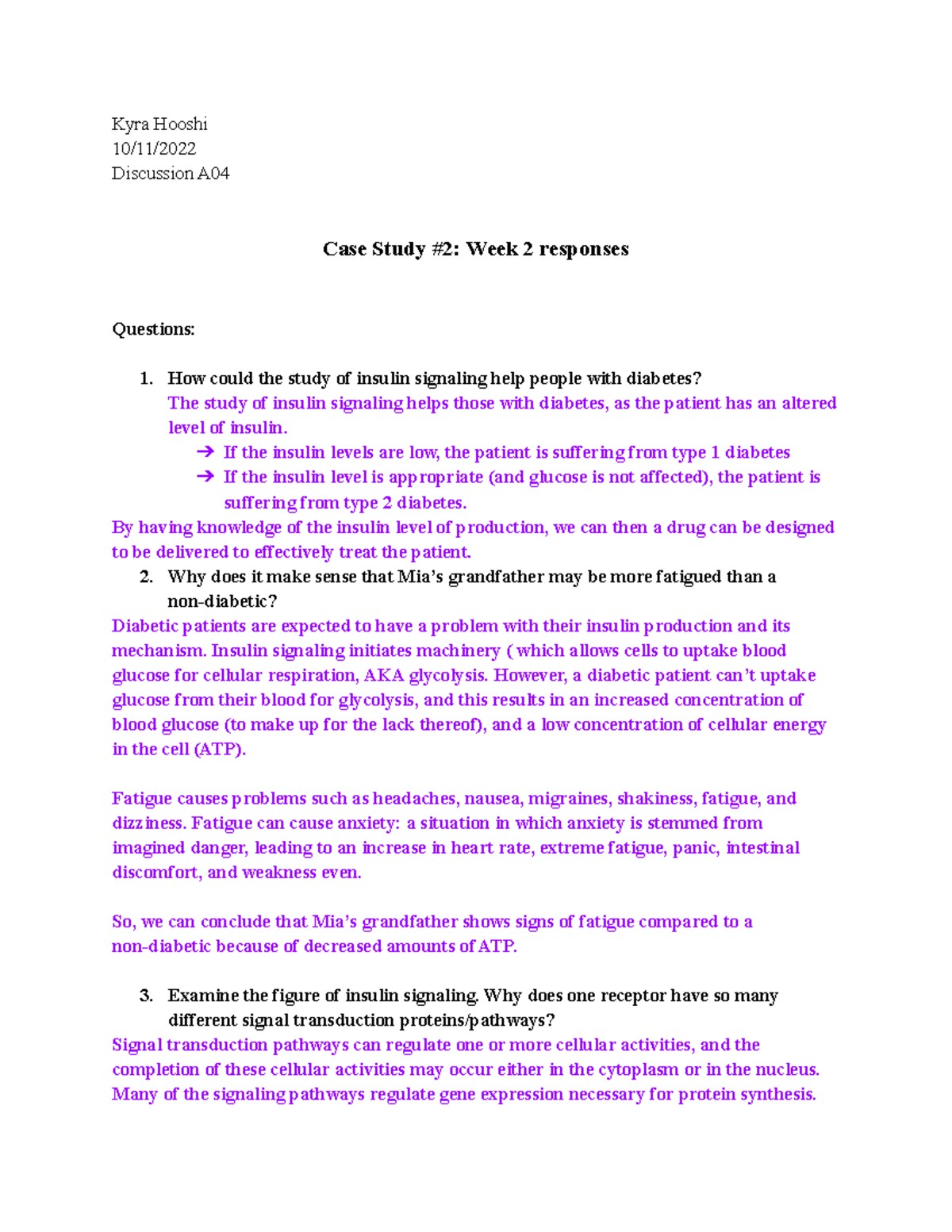 Case Study #2 part 2 - Kyra Hooshi 10/11/ Discussion A Case Study #2 ...