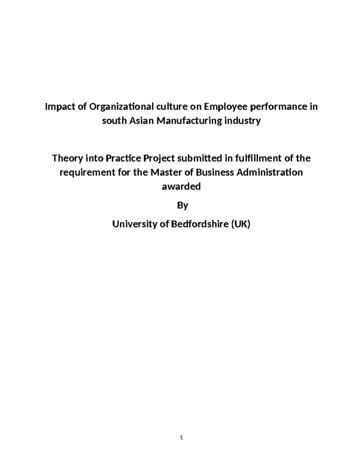 1820667 Liyanage Janitha - Impact of Organizational culture on Employee ...