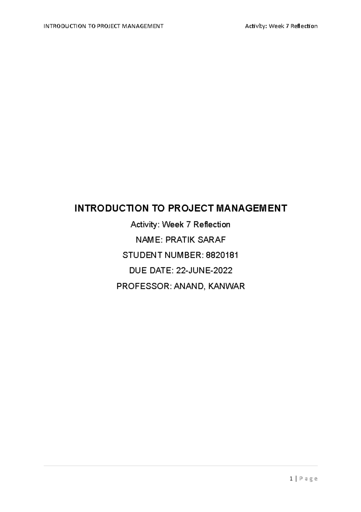 MGMT8300 - Introduction to Project Management Activity Week 7 ...