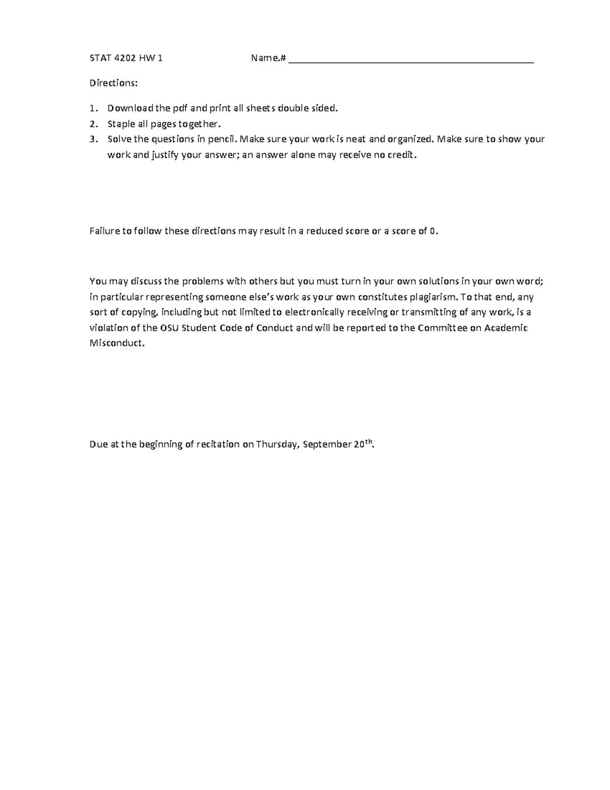 STAT 4202 Homework 1 - STAT 4202 HW 1 Name.# _____________________________________________ - Studocu