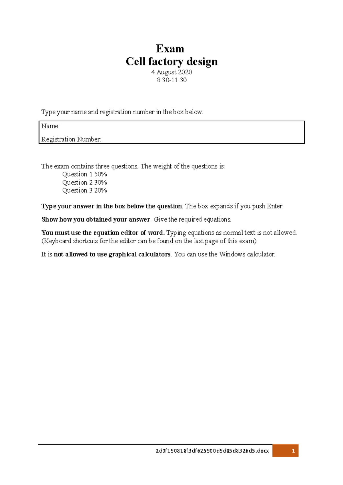 Cell factory design Exam answers practise - Exam Cell factory design 4 ...