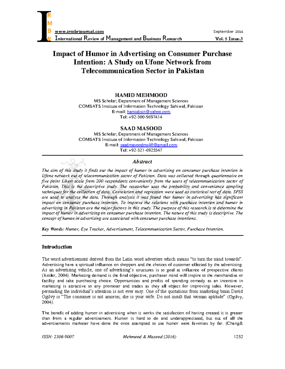 Impact of Humor in Advertising on Consumer Purchase Decision - I ...