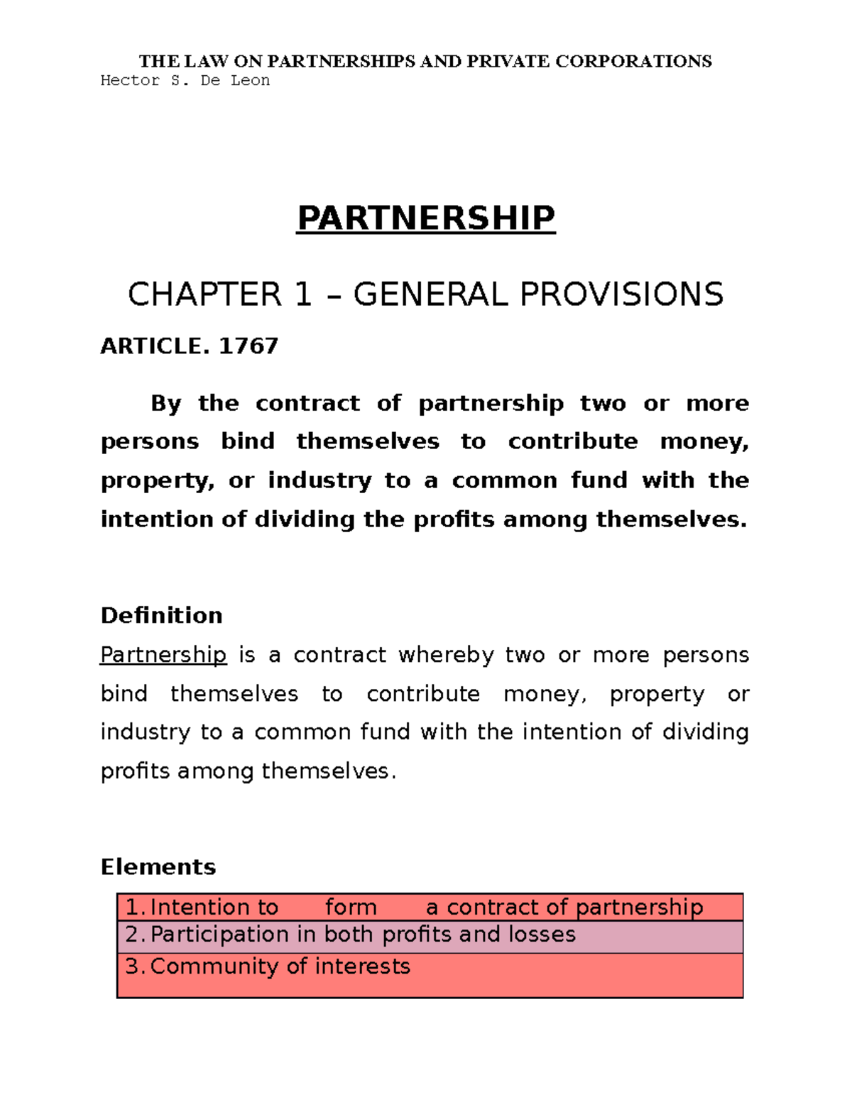 Partnership - Chapter 1 – General Provisions - PARTNERSHIP CHAPTER 1 – GENERAL PROVISIONS ...