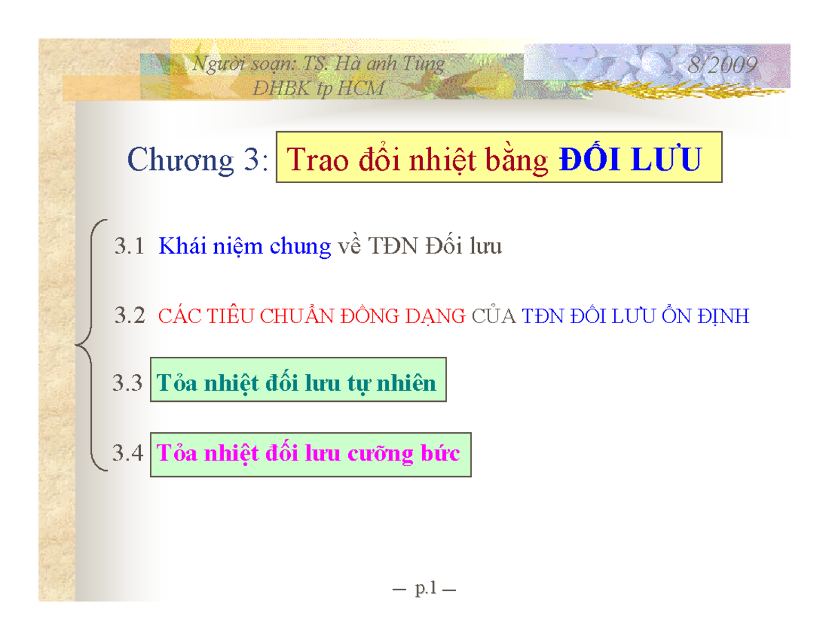 Chương 3 Trao đổi nhiệt bằng đối lưu - ####### Ch ####### ươ ####### ng 3: Trao ####### đổ ...