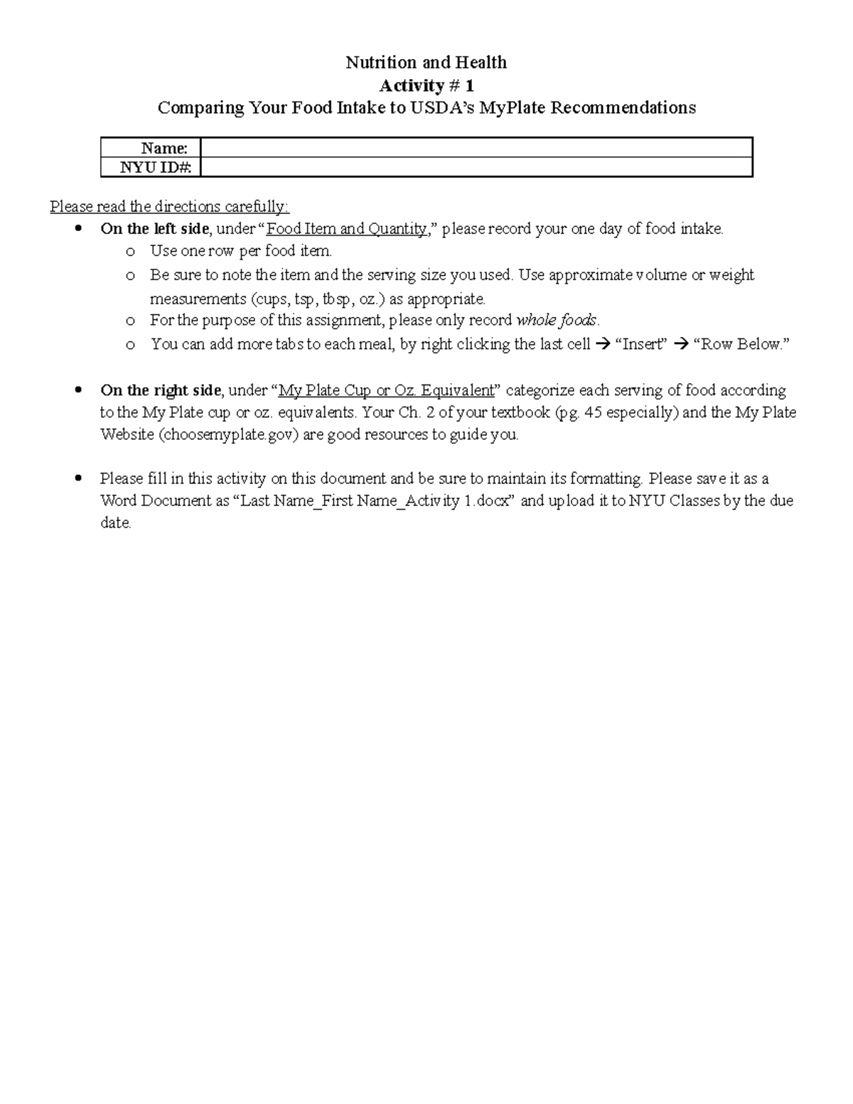 Nutrition and Health Activity 1 REVF18 1 3 - Nutrition and Health ...