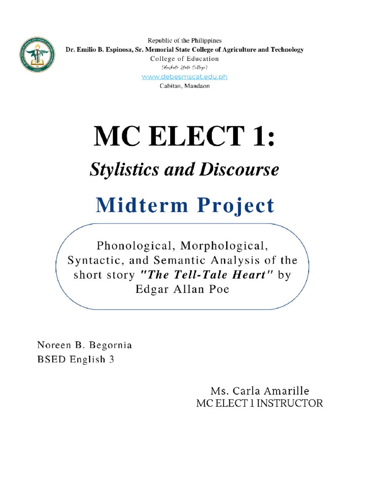 Final Stylistic Analysis - It is crucial to investigate the sound ...