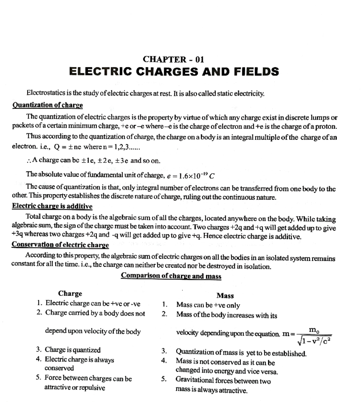 Electric charges and fields - CHAPTER- 01 ELECTRIC CHARGES AND FIELDS ...