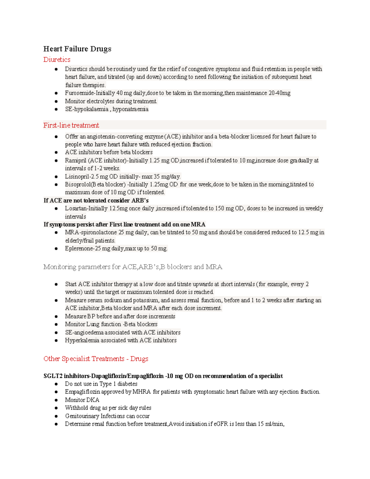 Heart failure drugs - Summary Clinical Therapeutics - Heart Failure ...