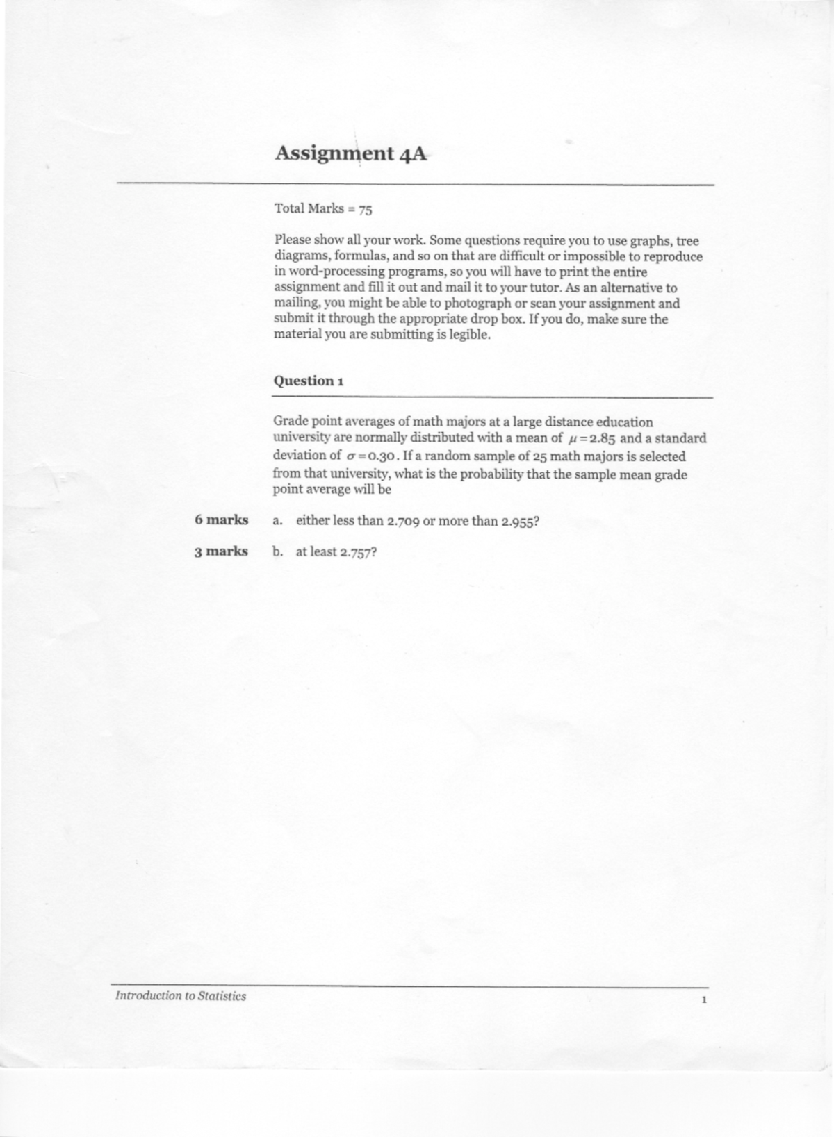 Probability Math Class Assignment Number 4A Solutions - Assignment 4A 6 ...