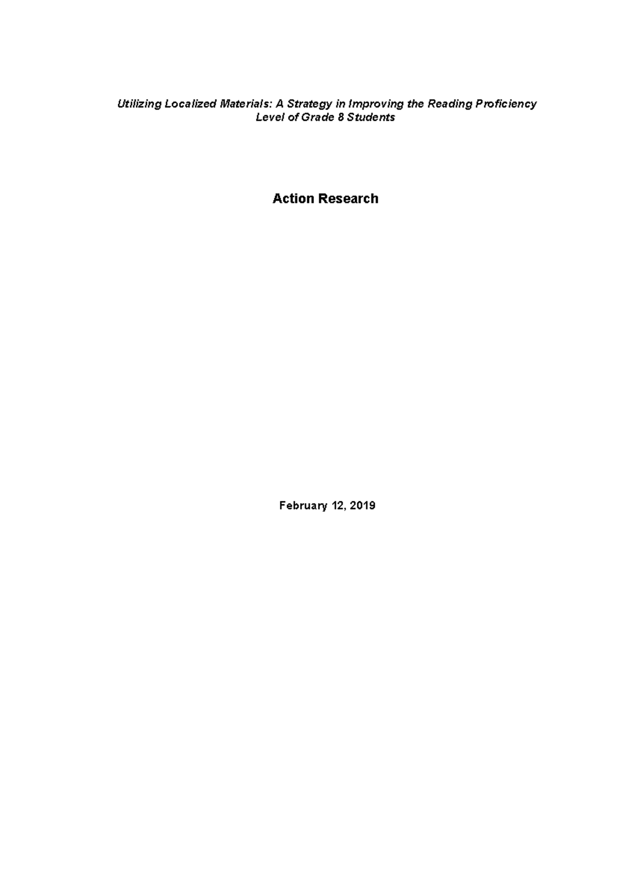 Utilizing Localized Materials: A Strategy in Improving the Reading ...