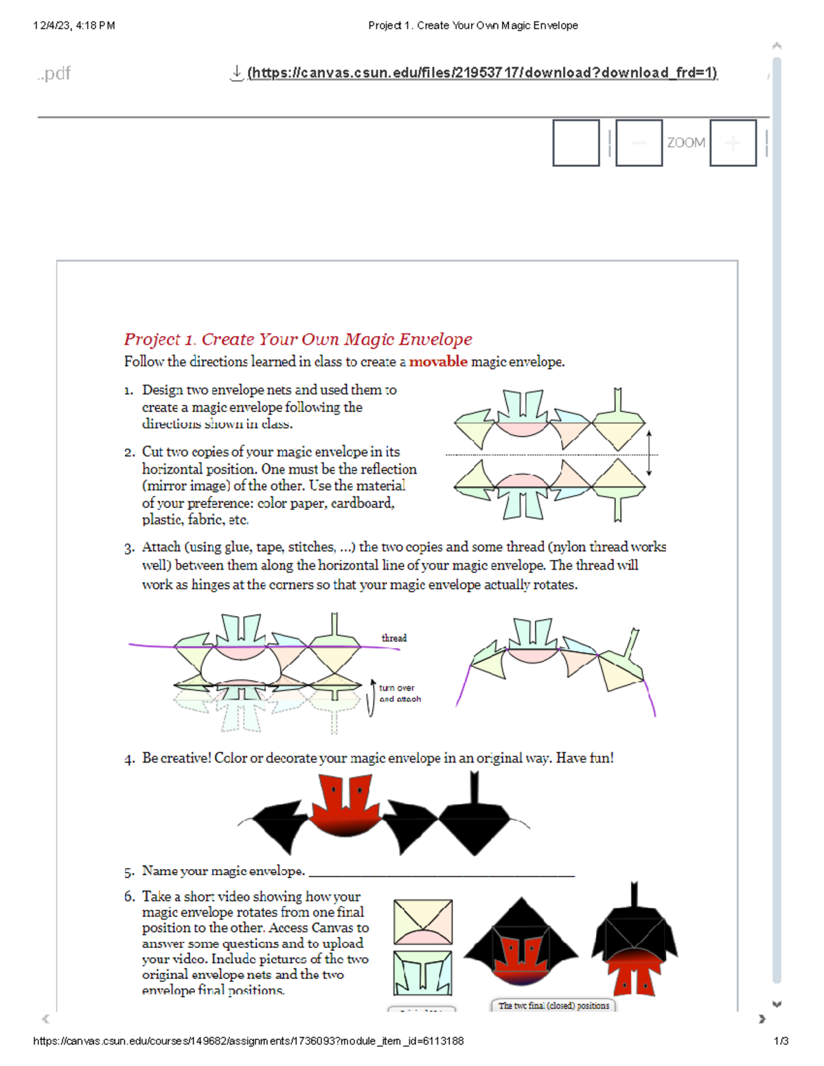 Project 1. Create Your Own Magic Envelope - 12/4/23, 4:18 PM Project 1 ...