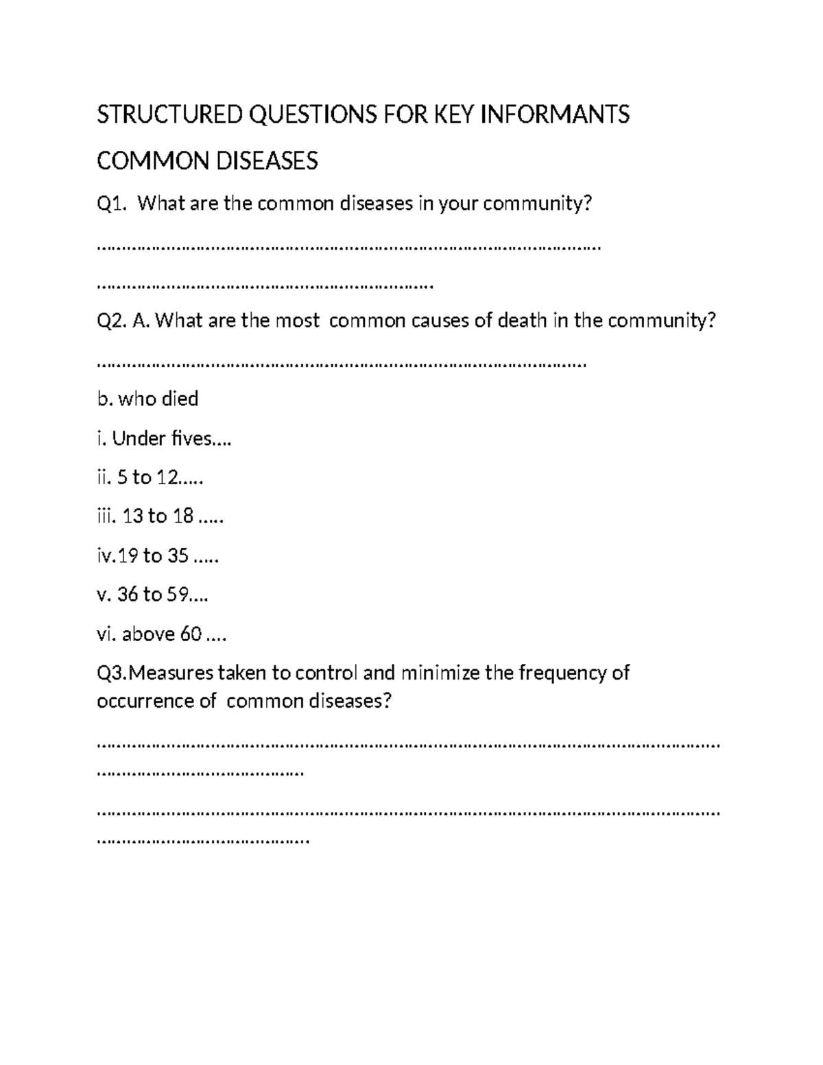Key informant que - STRUCTURED QUESTIONS FOR KEY INFORMANTS COMMON ...