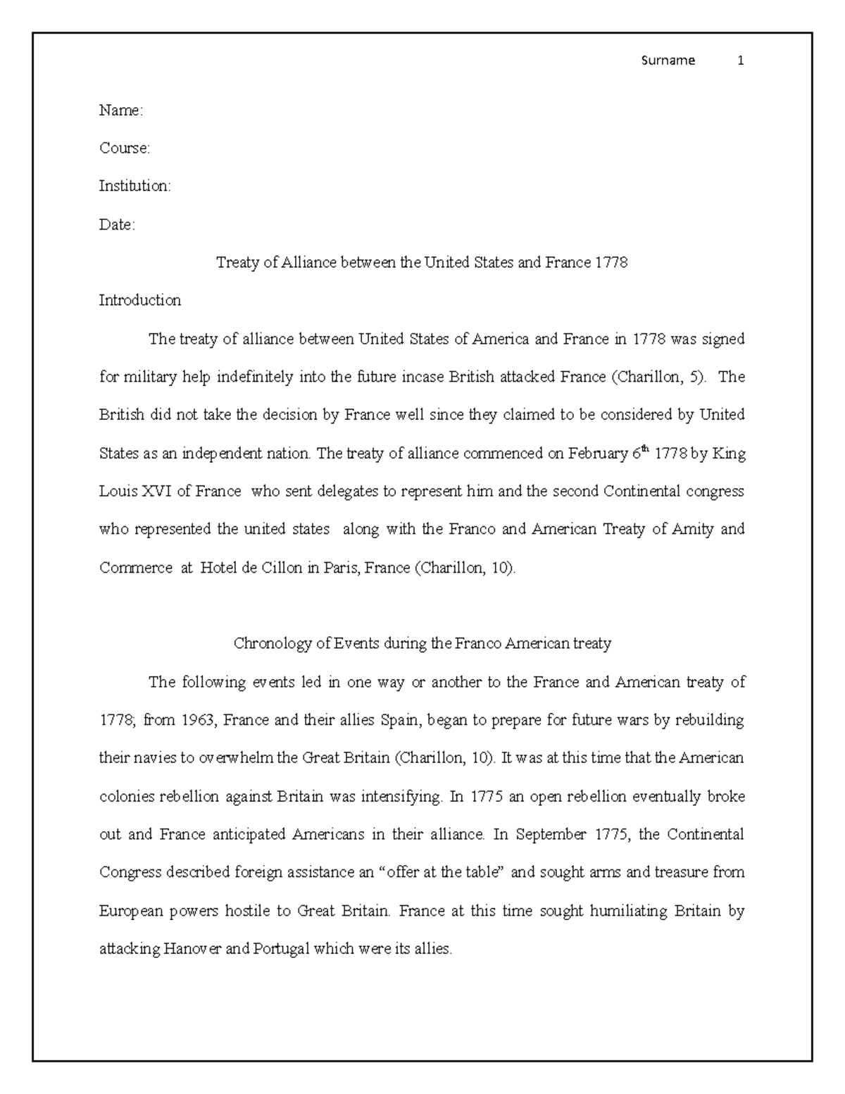 1529History Assignment - Treaty of Alliance between the United States ...