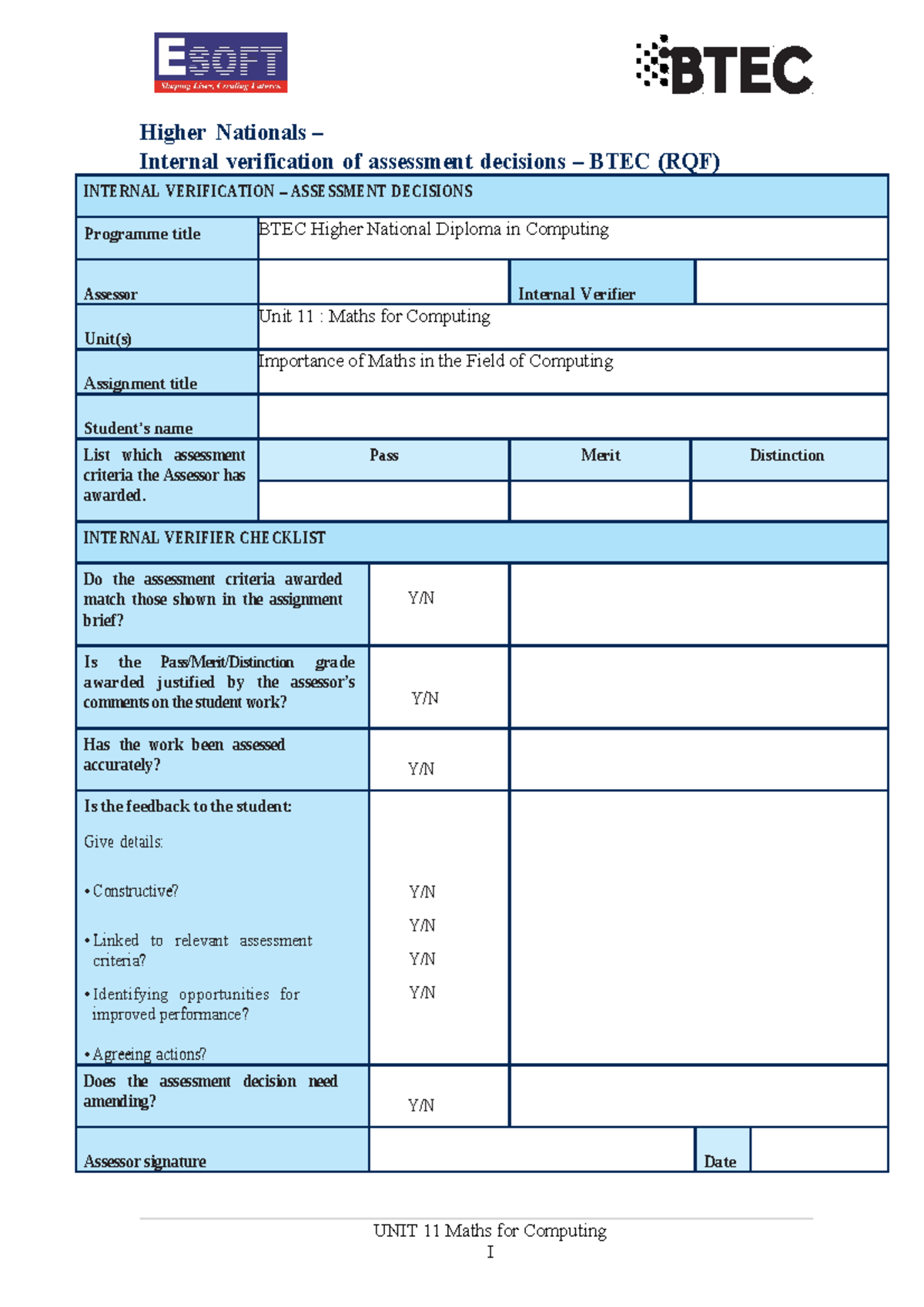 Importance of Maths in the Field of Computing - Higher Nationals ...