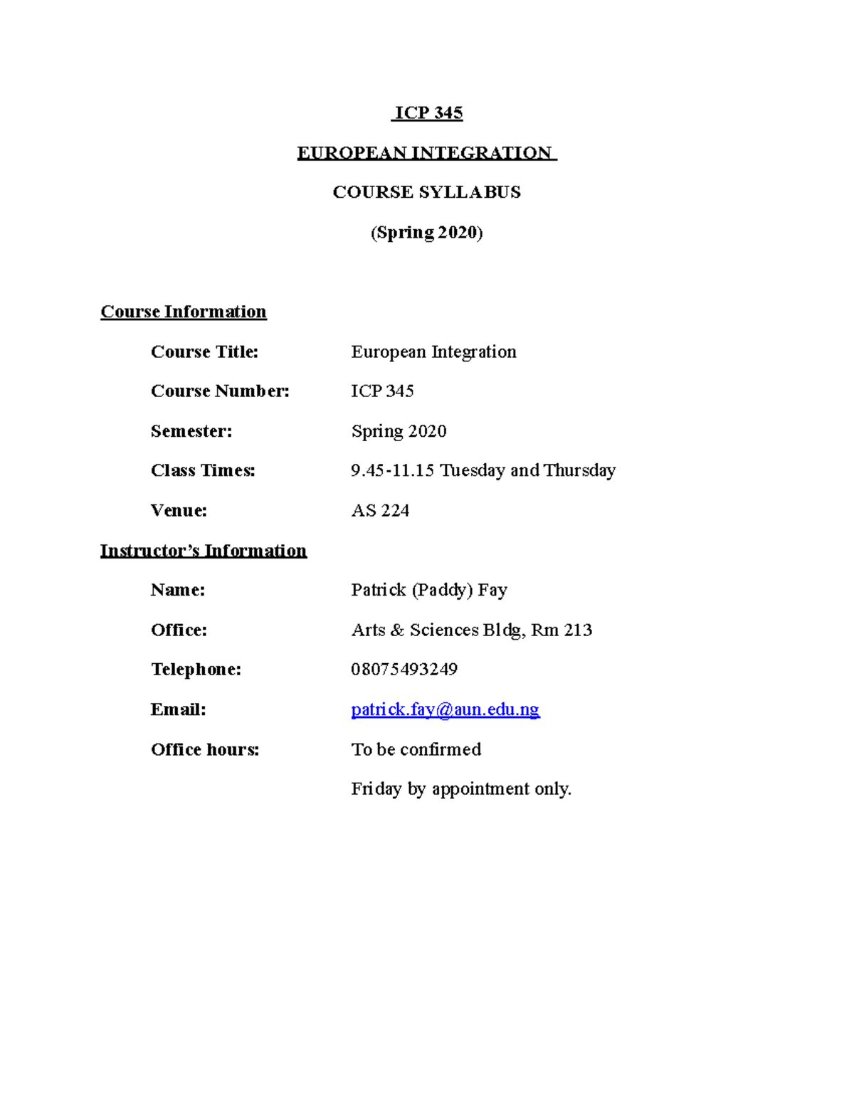 Europeanintegrationoverview Rev 3 - ICP 345 EUROPEAN INTEGRATION COURSE ...