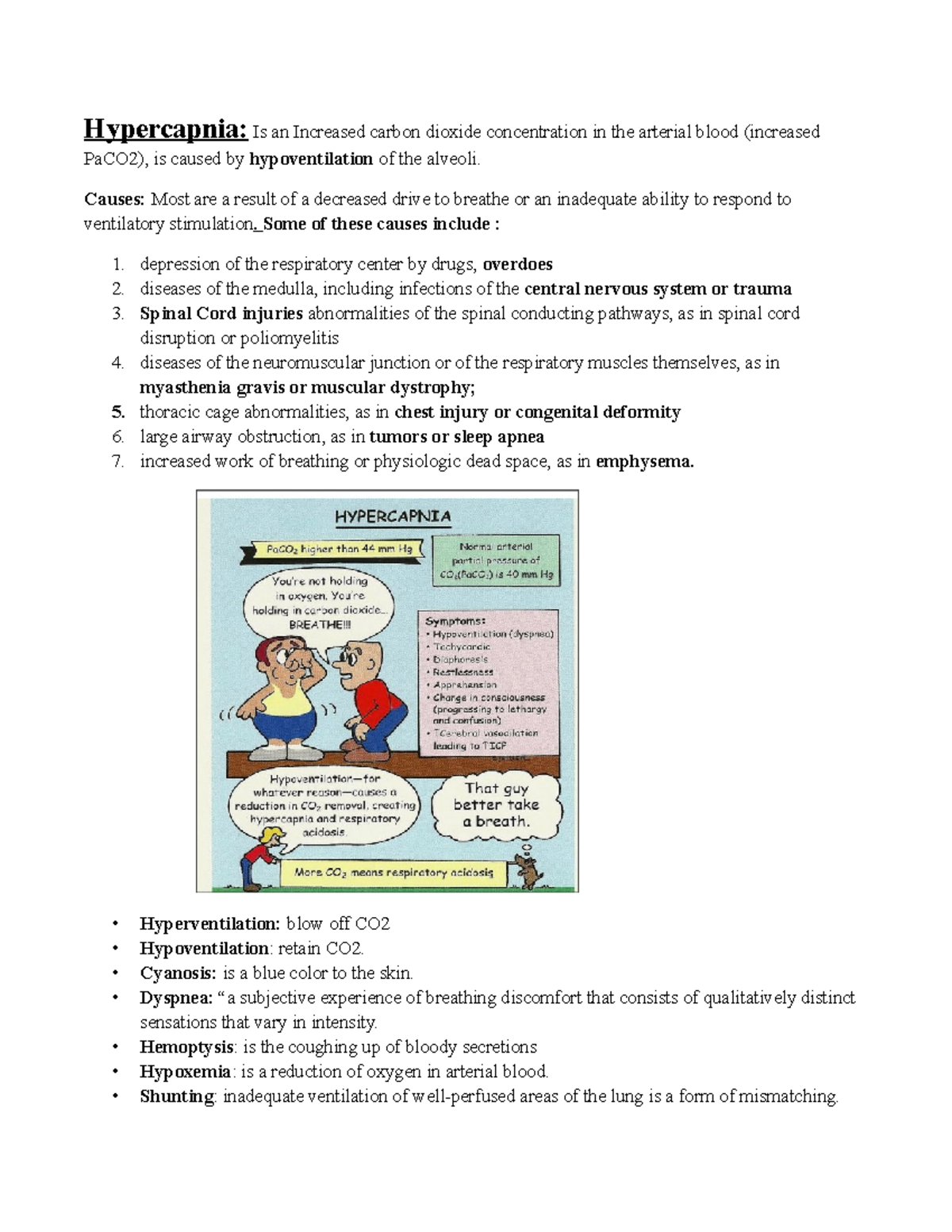 Respiratory Study guide - Hypercapnia: Is an Increased carbon dioxide ...