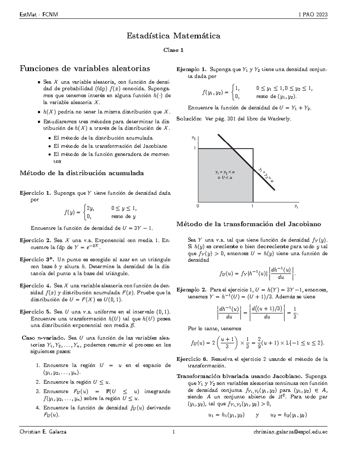 Clase 01 Est Mat - estadistica matematicas variables aleatorias ...