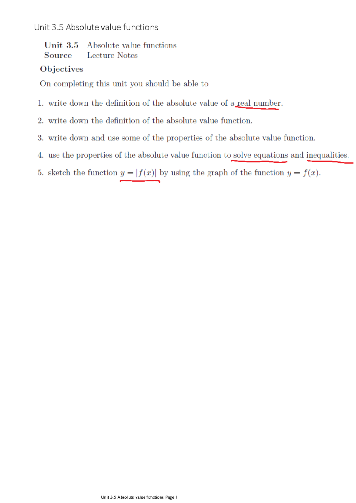 Unit 3.5 Absolute value functions - WTW 134 - Unit 3 Absolute value ...