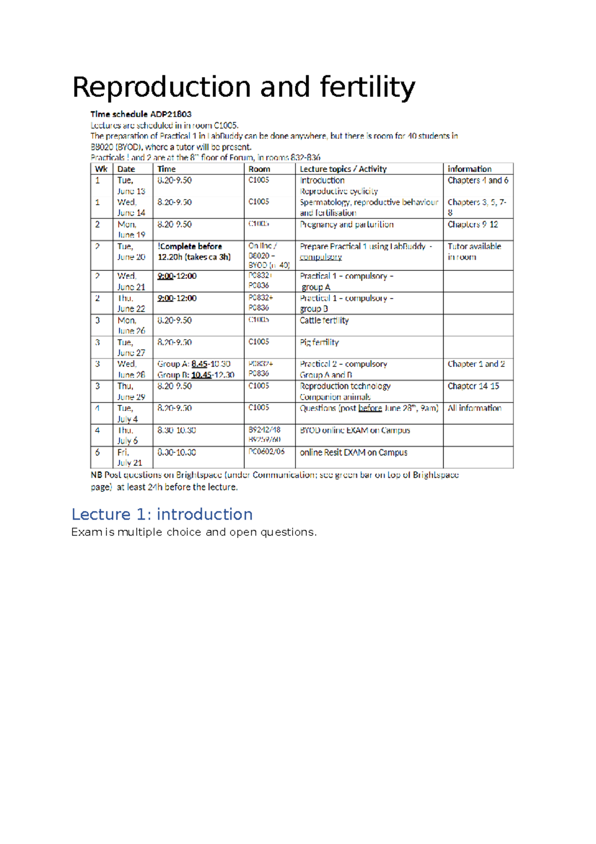 Reproduction.and - notes - Reproduction and fertility Lecture 1 ...