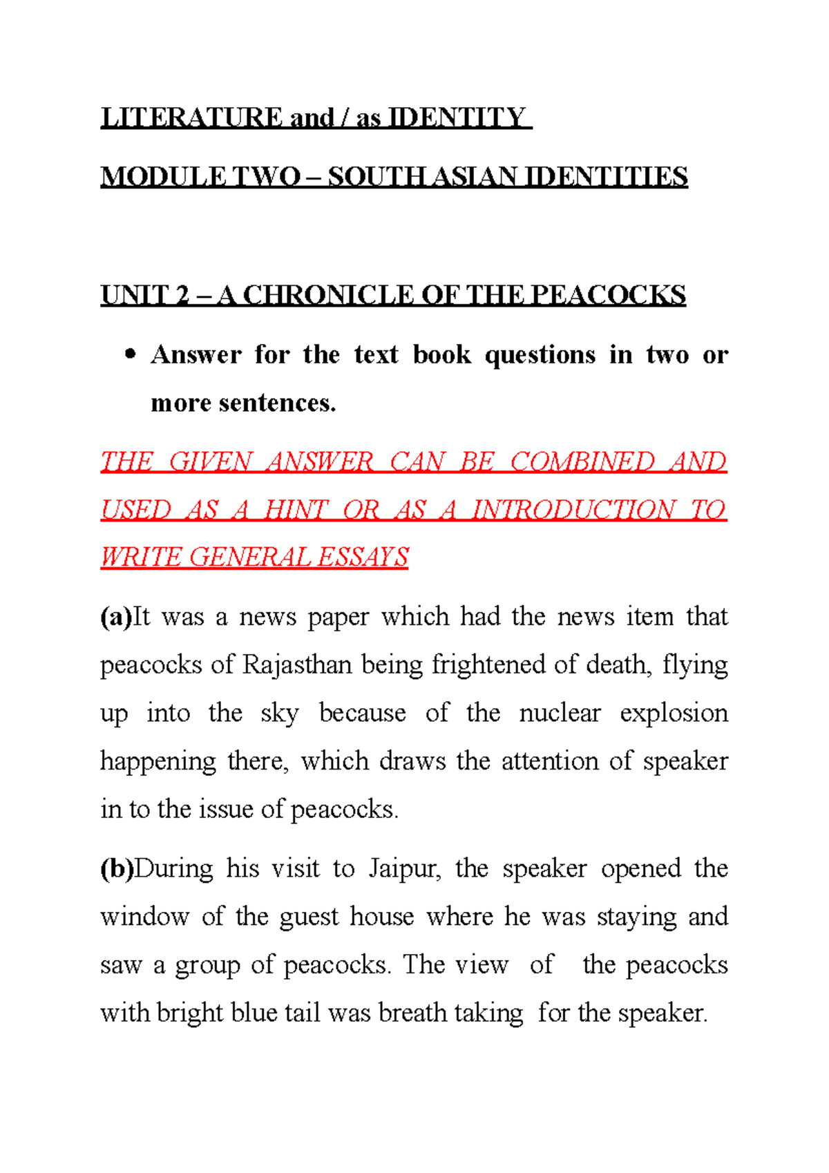 02.Literature and as Identity - Module two - Unit 2 - A Chronicle Of ...