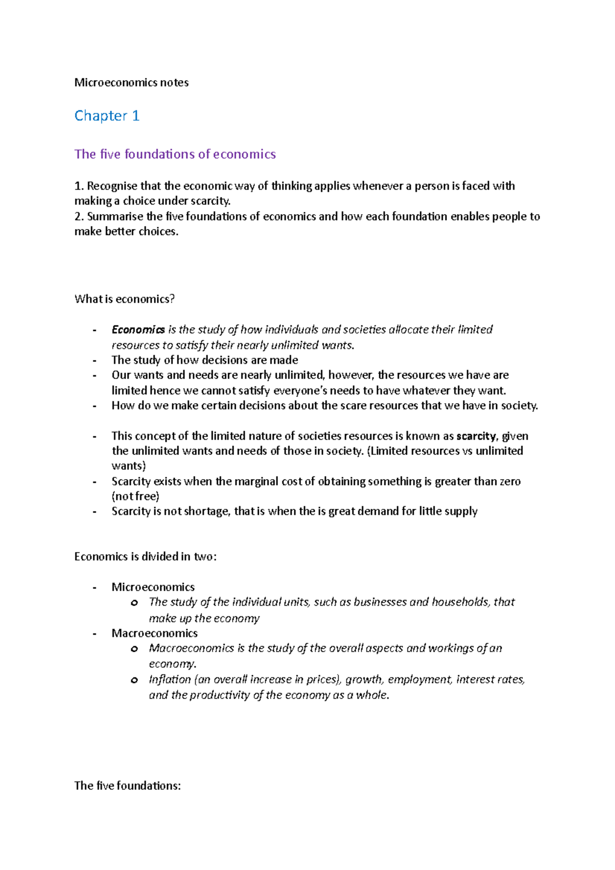 Microeconomics lecture summary notes - ECC4650 - Monash - Studocu