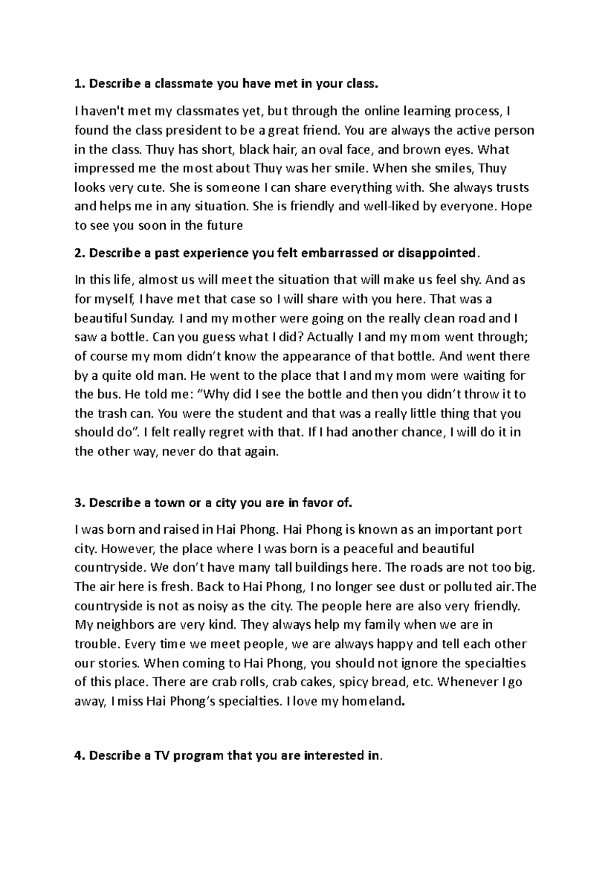 Part2-3 - mnbj - Describe a classmate you have met in your class. I ...