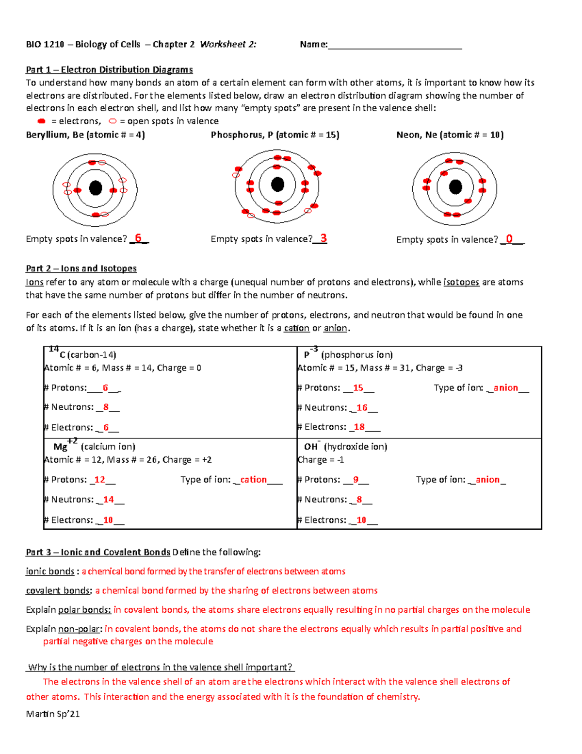 Chapter 2-3 Chemistry and Water - BIO 1210 – Biology of Cells – Chapter ...