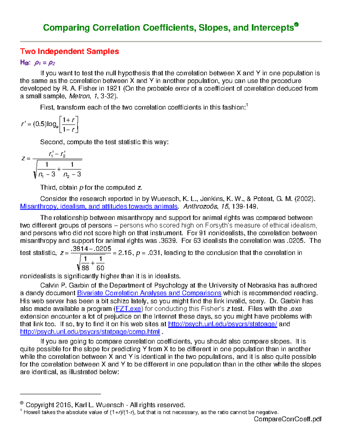 Comparing Correlation Coefficients, Slopes, and Intercepts - Comparing ...