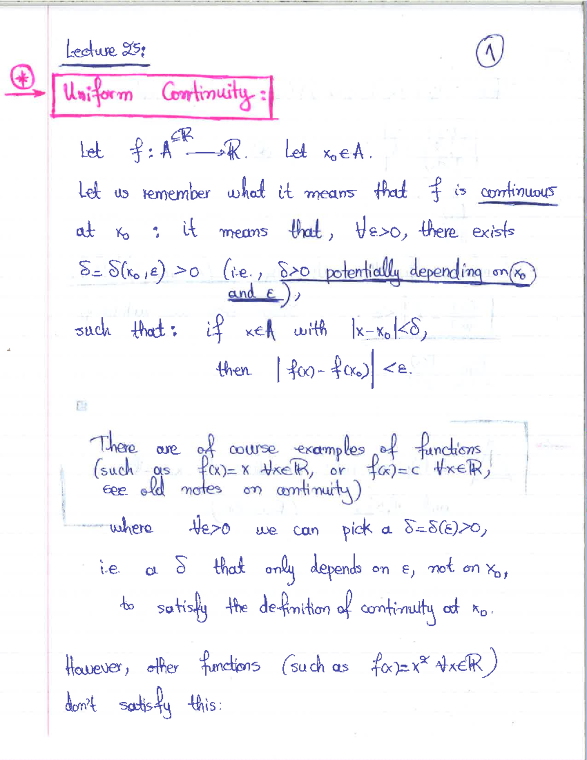 Uniform continuity - njhvgzxdnv jhhcb - Analysis II - Studocu