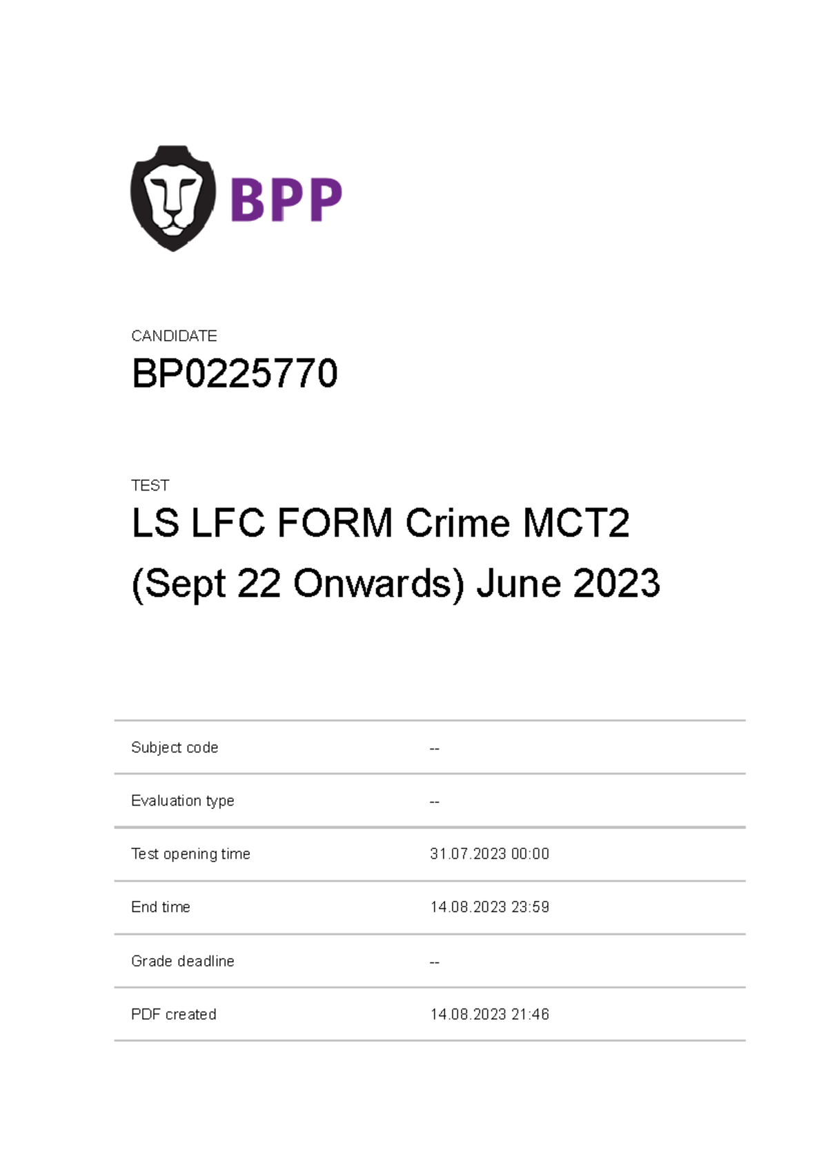 MCT 2 - BPP - Studocu