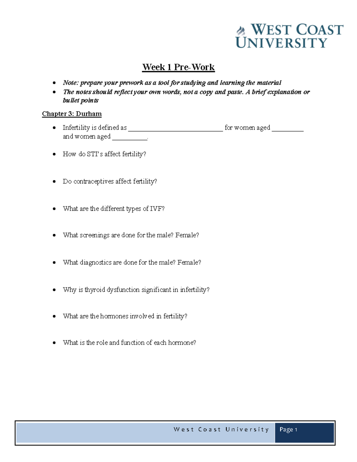 Week 1 OB Pre Work - Week 1 Pre -Work Note: prepare your prework as a ...