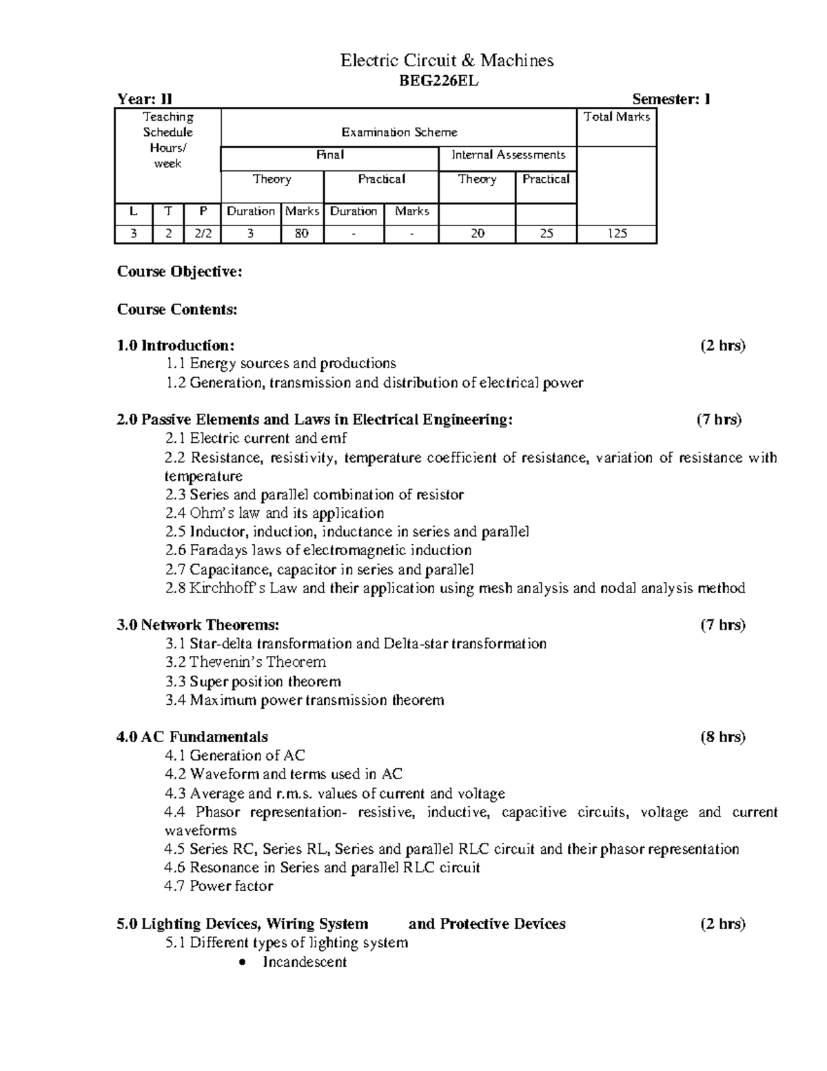 ECMsyallabus - Syllabus of ECM - Electric Circuit & Machines BEG226EL ...
