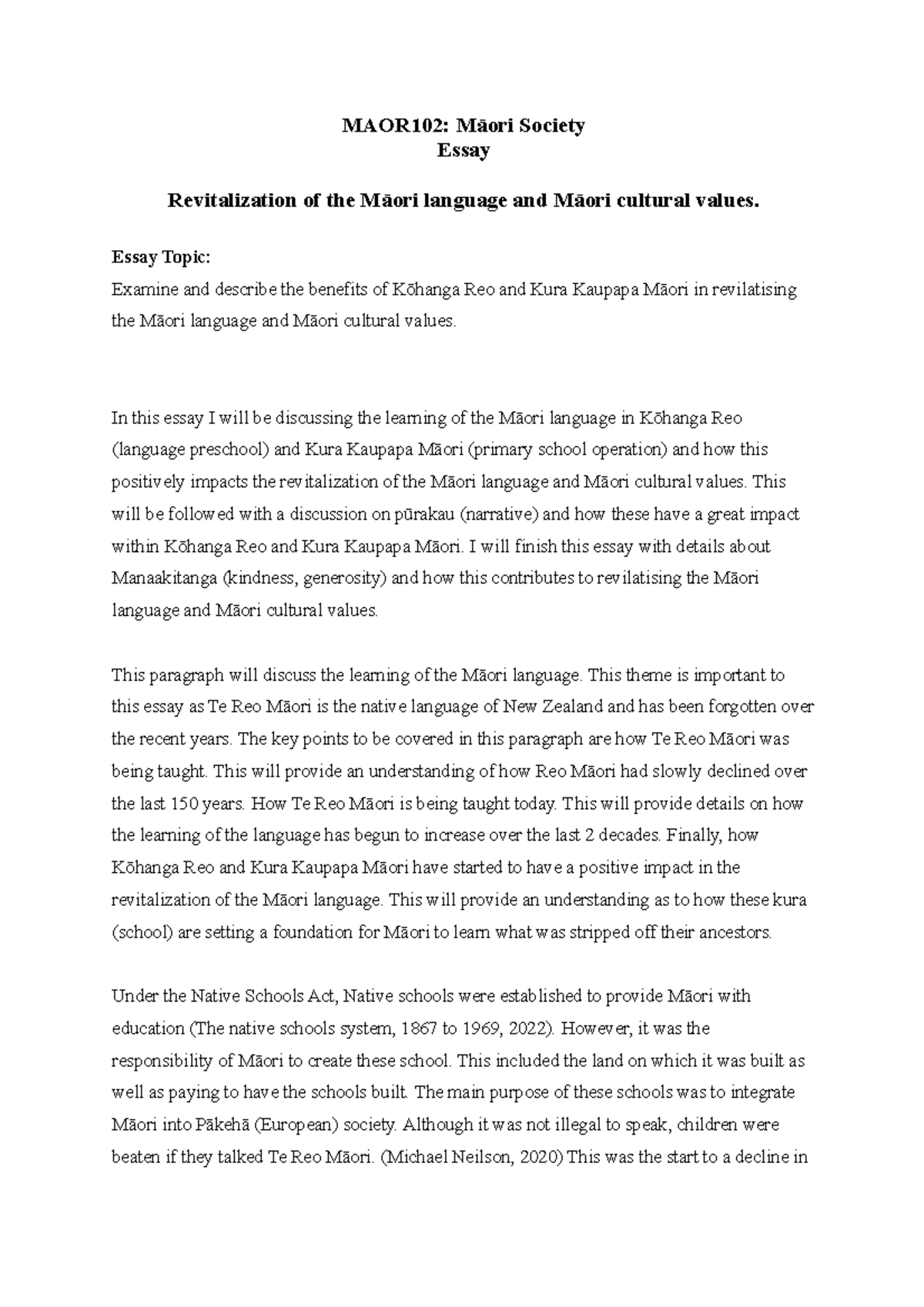 Tina-Marie - Essay - How Kura Kaupapa Māori and Kōhanga Reo influences ...