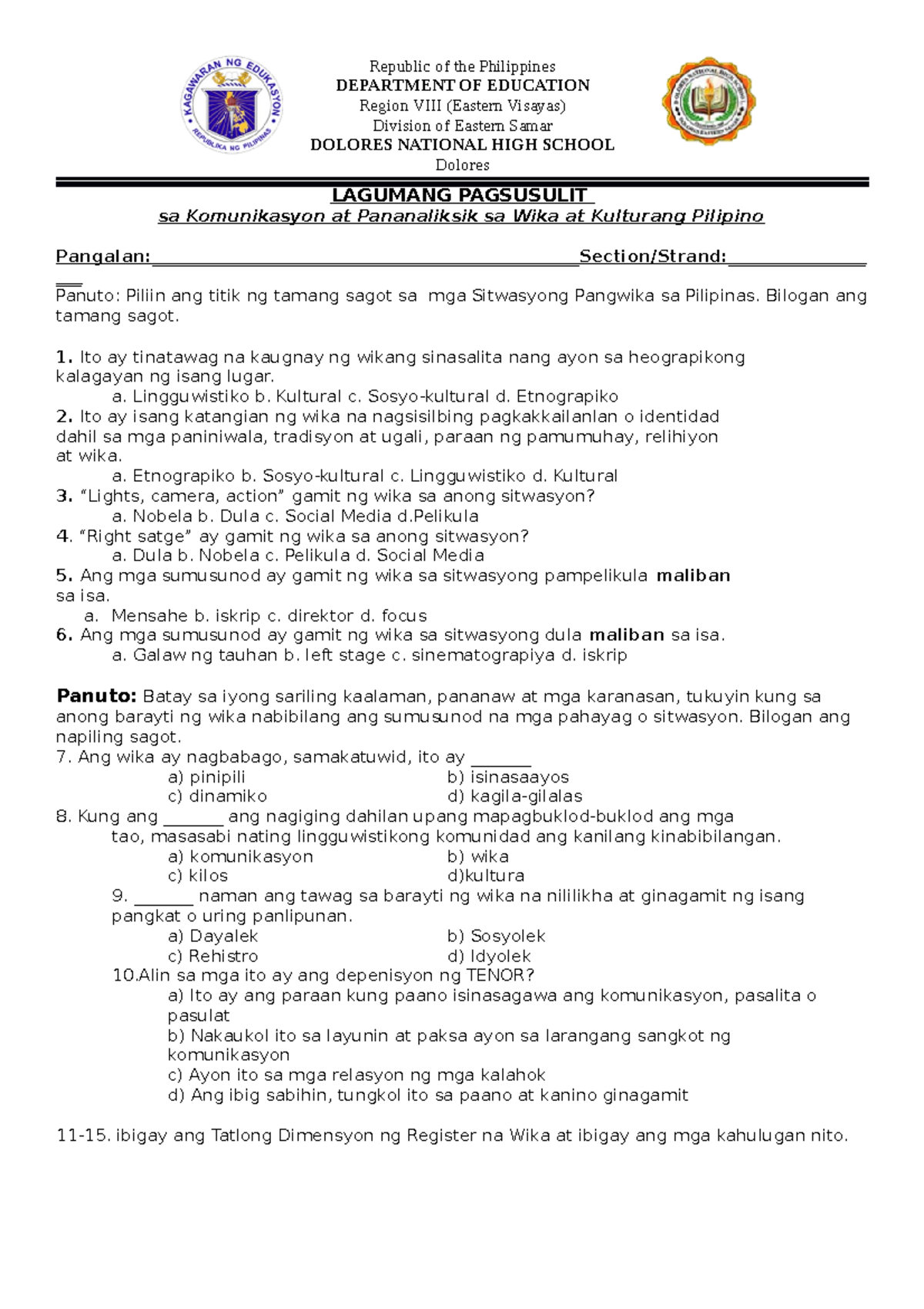 Training on Senior High School Competency Based-Learning is designed to ...