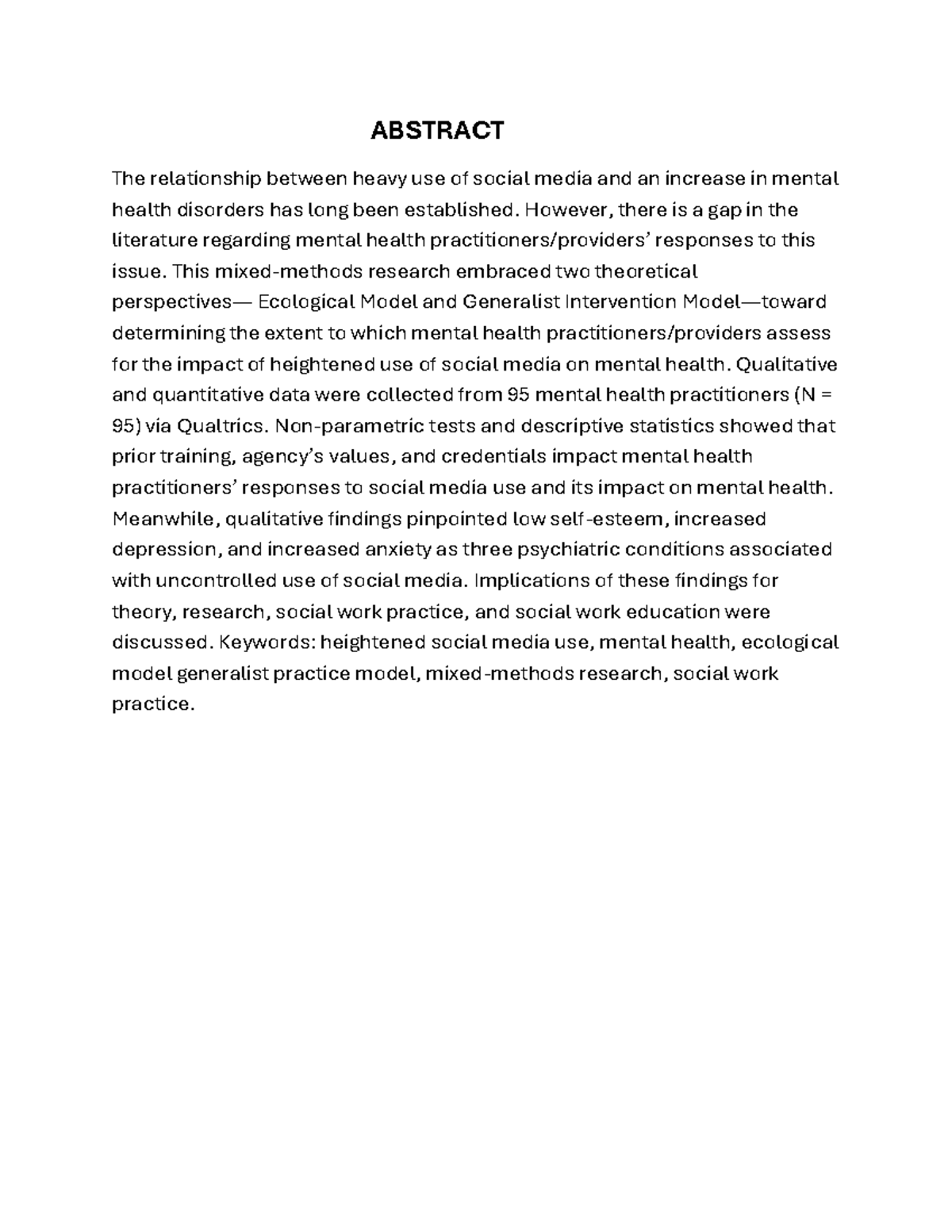Psychology report - ABSTRACT The relationship between heavy use of ...