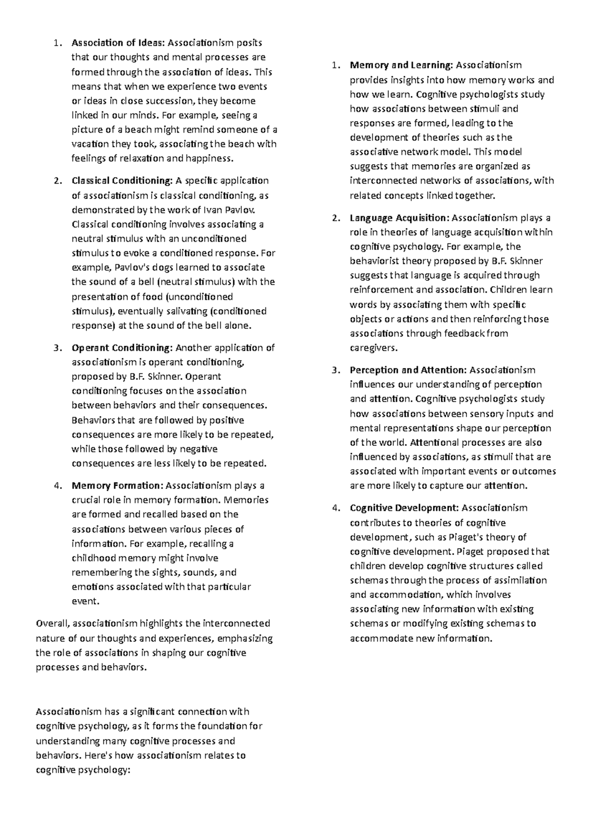 Associationism Under Different Approaches of Psychology - Association ...