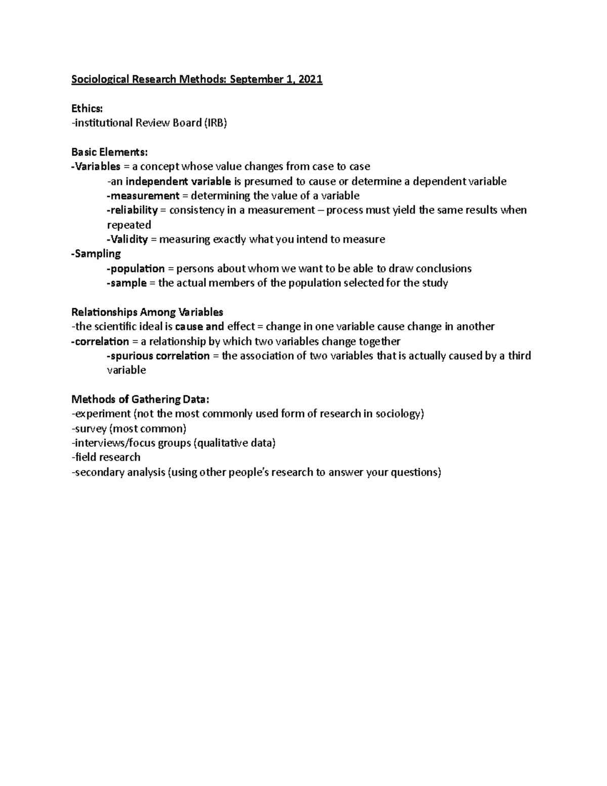 research methods notes - Sociological Research Methods: September 1 ...