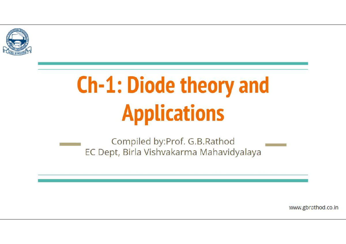 Ch-1 diode theory notes for exam - Basic Electrical & Electronics ...