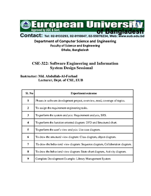 CSE-324 Compiler Lab - CSE - Computer Science & Engineering - COMPILER LAB CSE- - Studocu