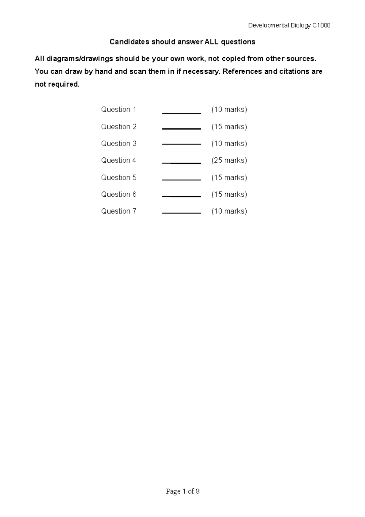C1008 - Developmental Biology - Problem SET 21-22 - Developmental ...