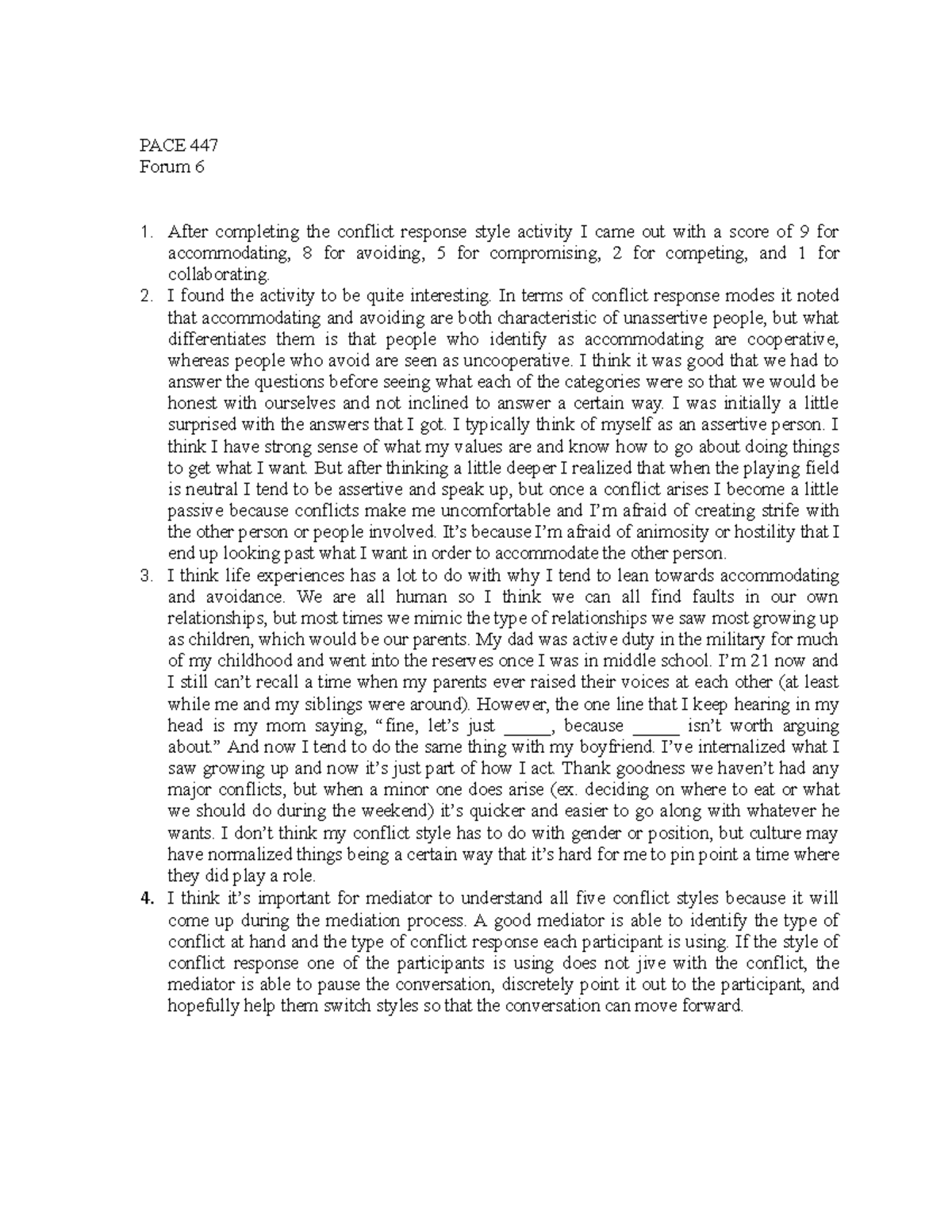 PACE447 Forum 6 - Grade: A- PACE 447 Forum 6 After completing the ...