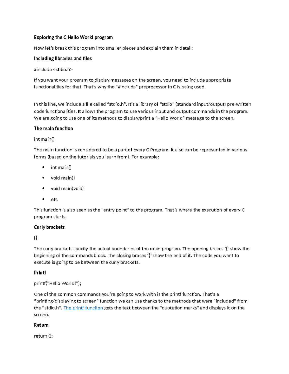Exploring The C Hello World Program Thats Why The Include” Preprocessor In C Is Being Used