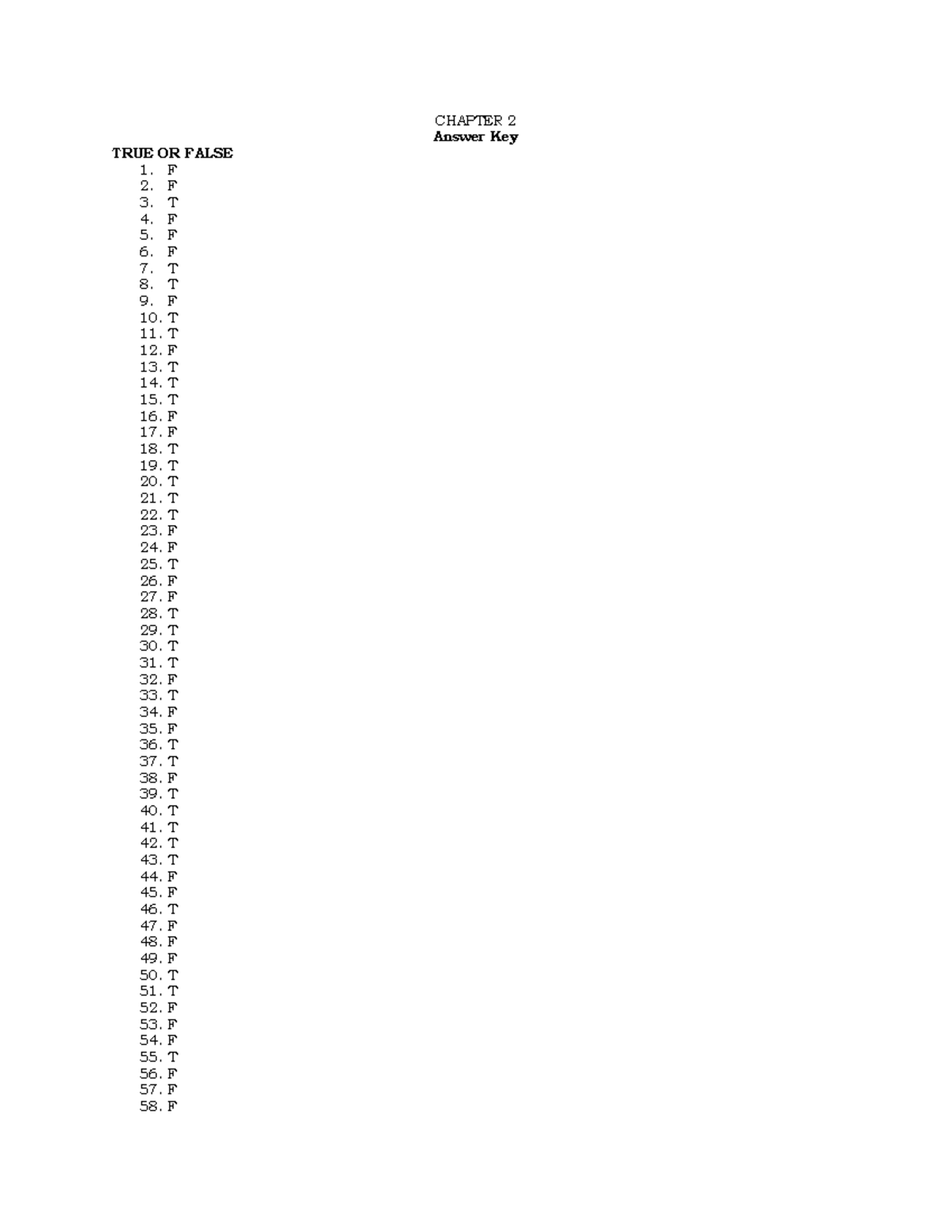 2021 Answer Chapter 2 practice materials - CHAPTER 2 Answer Key TRUE OR ...