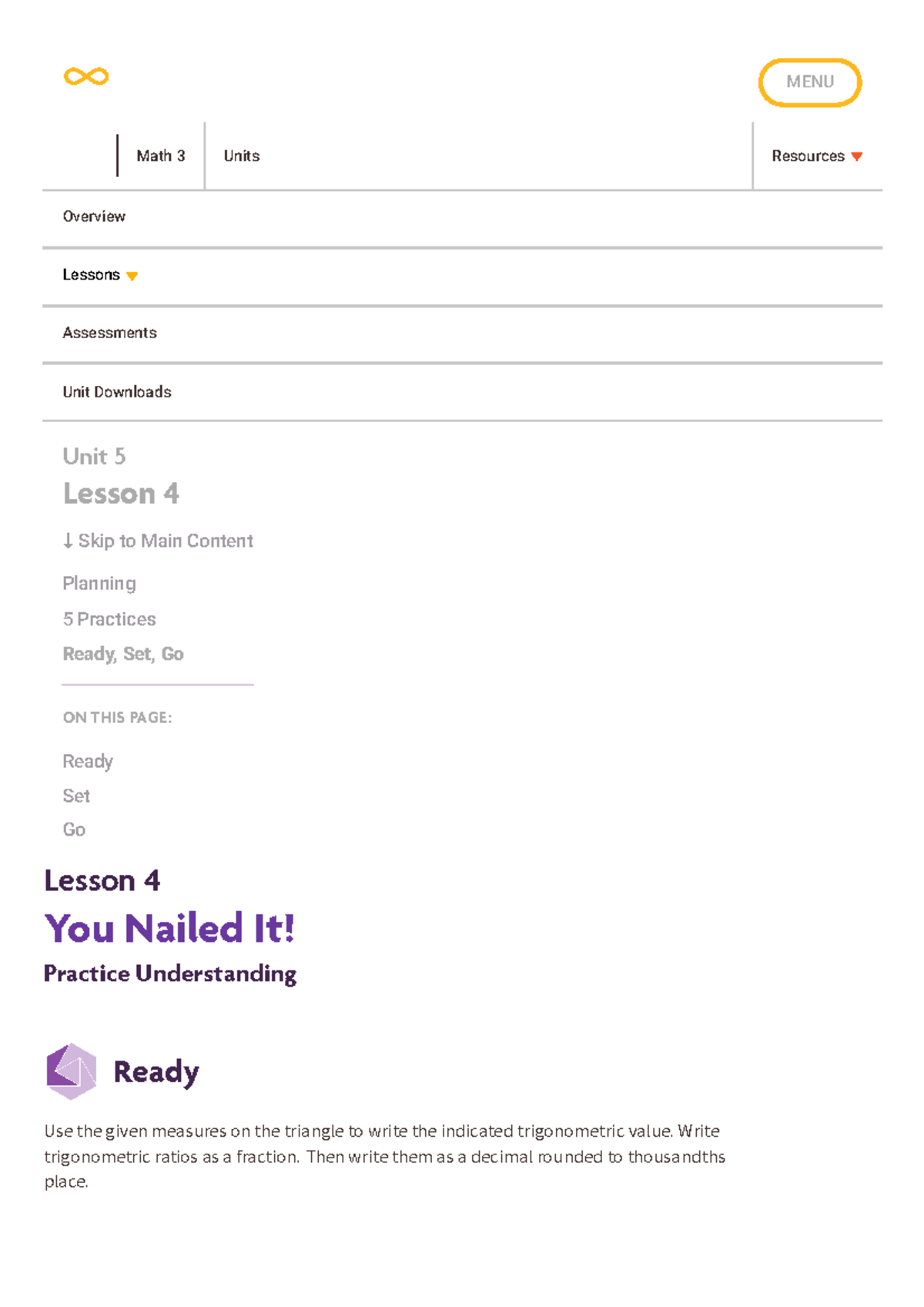 notes for Integrated math lesson 4 unit 5 - MENU MaXh 3 UniXW ReWoYVceW ...