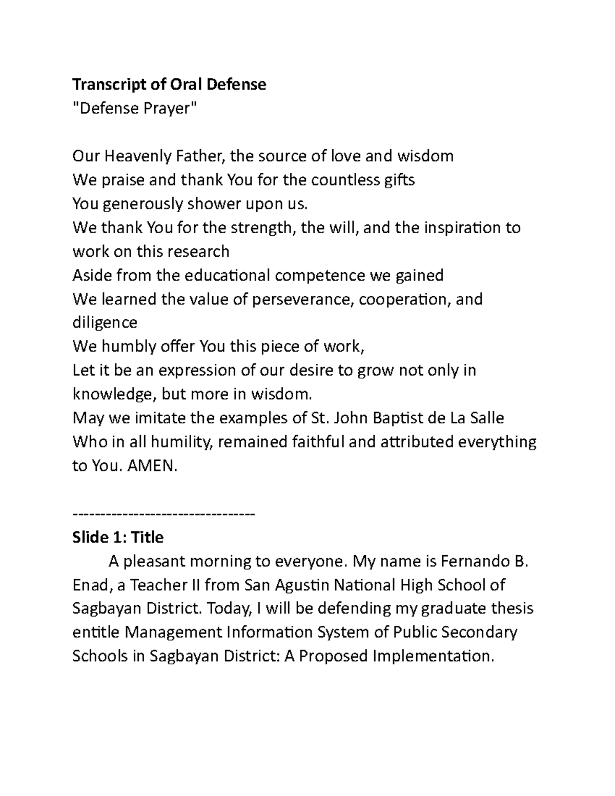 438300512 Oral Defense Script - Transcript of Oral Defense "Defense ...