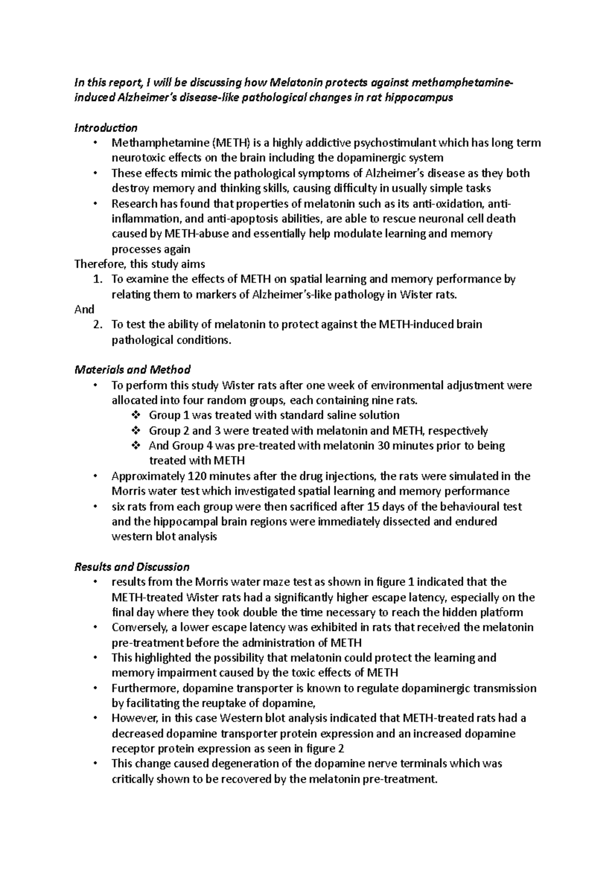 Script for CBG EPoster - Assignment was on how melatonin protects ...