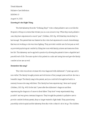346 Hallmark concept map - BSN 346 - Studocu